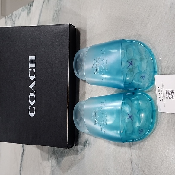 Coach | Shoes | Coach Ulyssa Rubber Slide In Sea Mist Blue Comes With ...